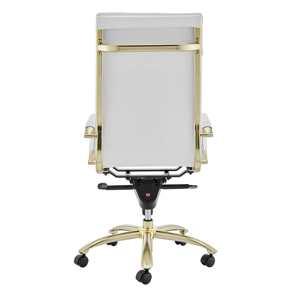 High Back White Leather Gold Exceptional Office Chair