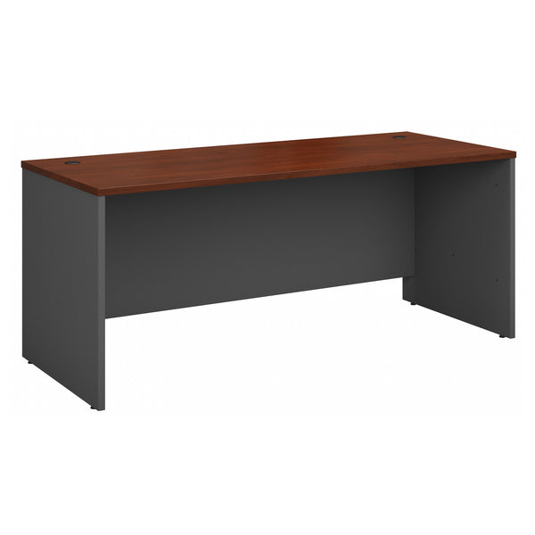 Cherry & Gray 72" Executive Desk with Wire Management - OfficeDesk.com