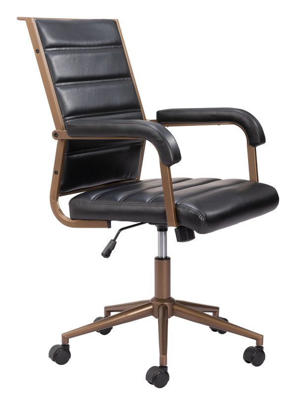 Office Chair | Vintage Black and Bronze Plush Office Chair - OfficeDesk.com