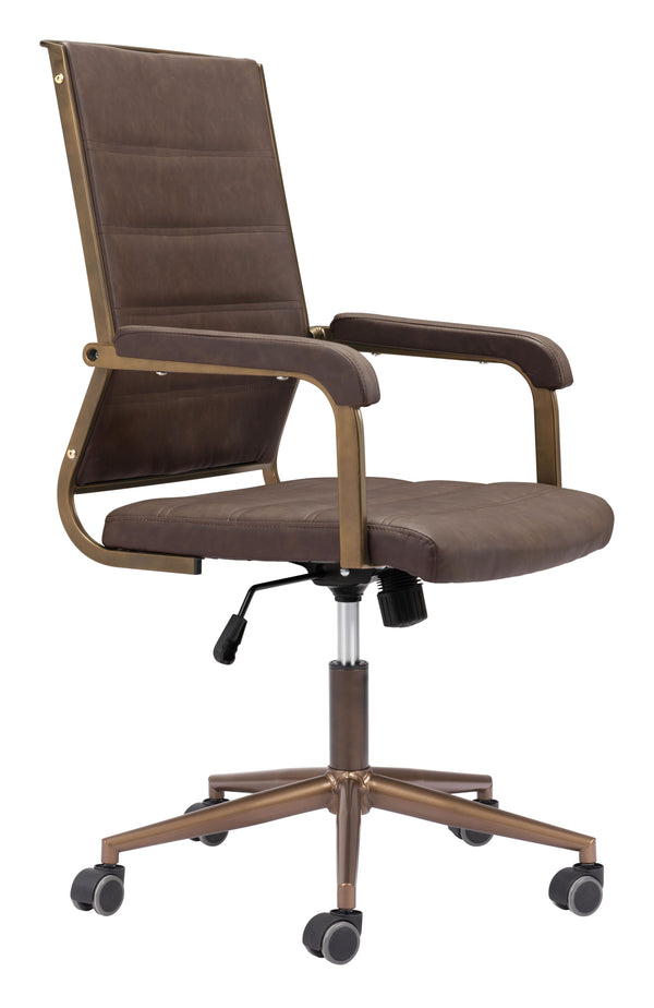 Office Chair | Vintage Espresso and Bronze Plush Office Chair ...
