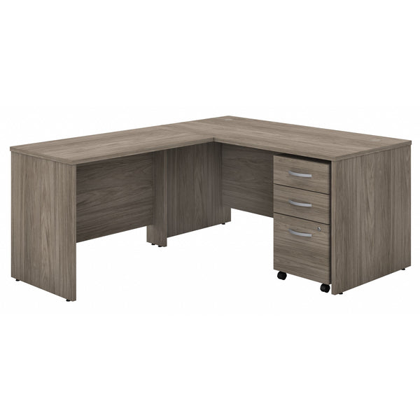 Modern Hickory 72" x 72" L-shaped Desk with Mobile Pedestal ...