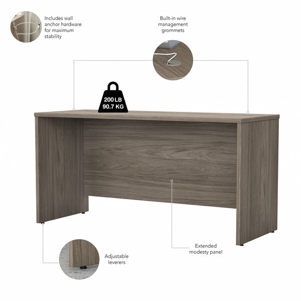 60" Premium Modern Office Desk with Privacy Panel in Modern Hickory ...