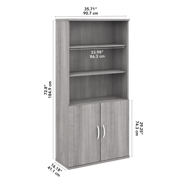 36" Modern Tall Bookcase in Platinum Gray - OfficeDesk.com
