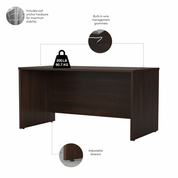 60" Rugged Modern Office Desk with Privacy Panel in Black Walnut ...