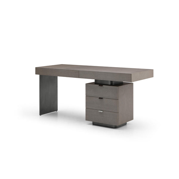 Office Desk | Executive Oak Desk with Side Drawers in Grey - OfficeDesk.com