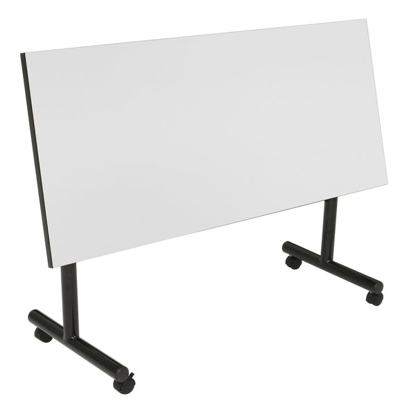 72" Premium White Training Table with Casters and Flip Top - OfficeDesk.com