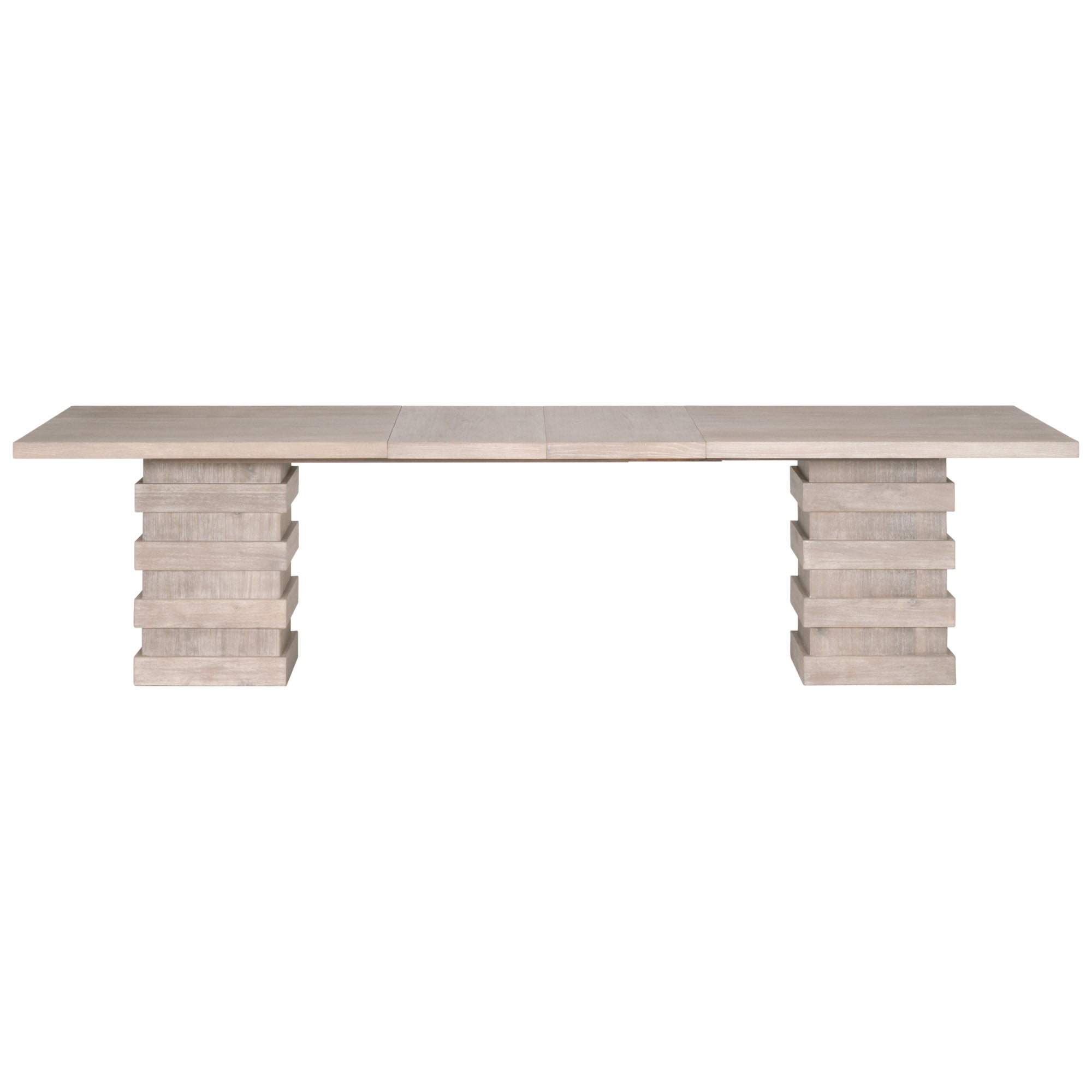 Stacked Column Natural Gray Acacia 84 120 Adjustable Conference Table