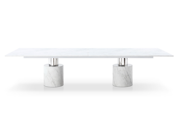 15-foot White Marble Modern Conference Table by Whiteline - OfficeDesk.com