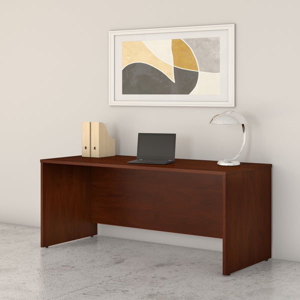 72" Modern Office Desk with Privacy Panel in Hansen Cherry - OfficeDesk.com