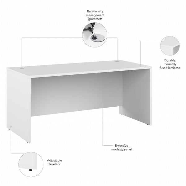 66" Modern Executive Office Desk with Privacy Panel in White ...