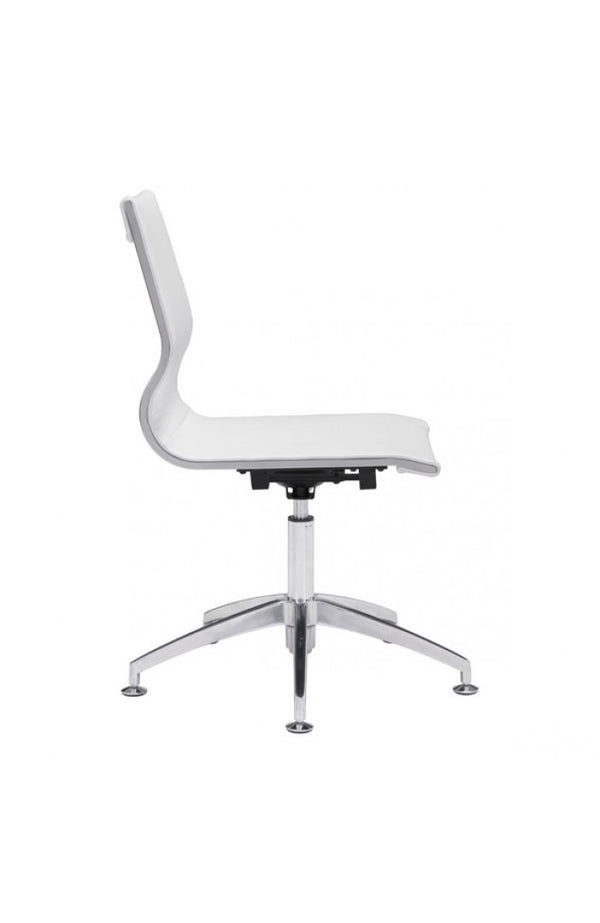 White Leather & Chrome Conference Chair by Zuo - OfficeDesk.com