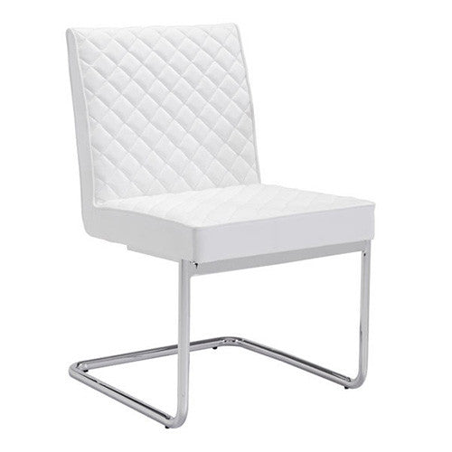 White Checkered Leather Conference Chair with Chrome Frame (SET OF 2 ...