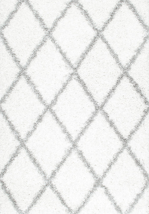 Elegant White & Gray Crisscross Office Rug (Multiple Sizes ...