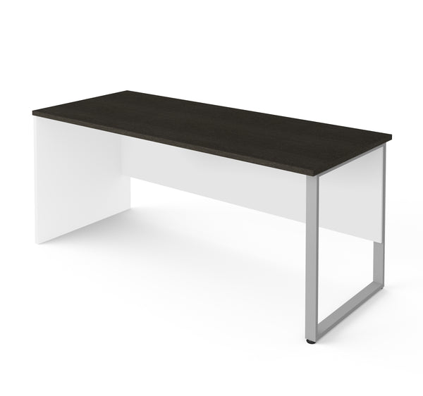 71" Economic Desk in White & Deep Gray by Bestar - OfficeDesk.com