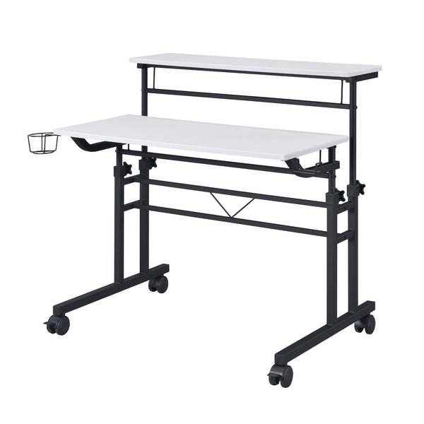 28-40" White Wire-Frame Desk by Techni Mobili - OfficeDesk.com