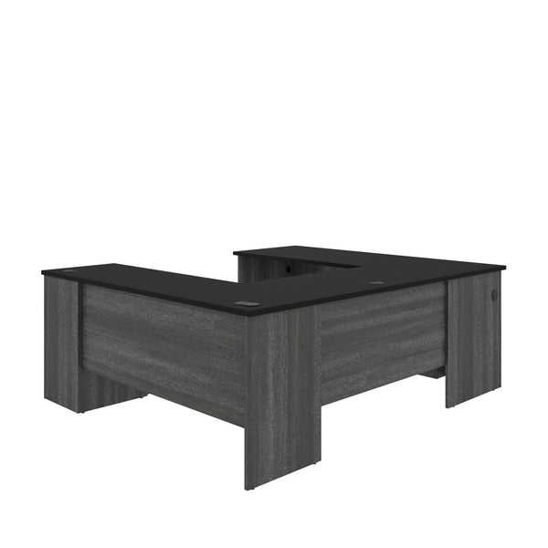 Bark Gray & Black Modern U-shaped Desk - OfficeDesk.com