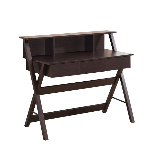43" Wenge X-Frame Desk with Hutch by Techni Mobili - OfficeDesk.com