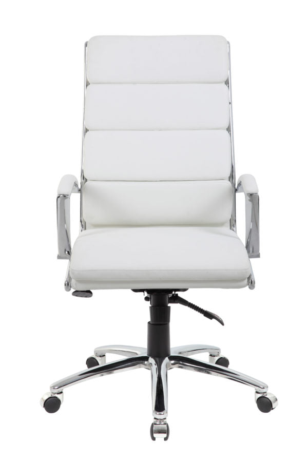 White Faux Leather Office Chair w/ Padded Back & Seat - OfficeDesk.com