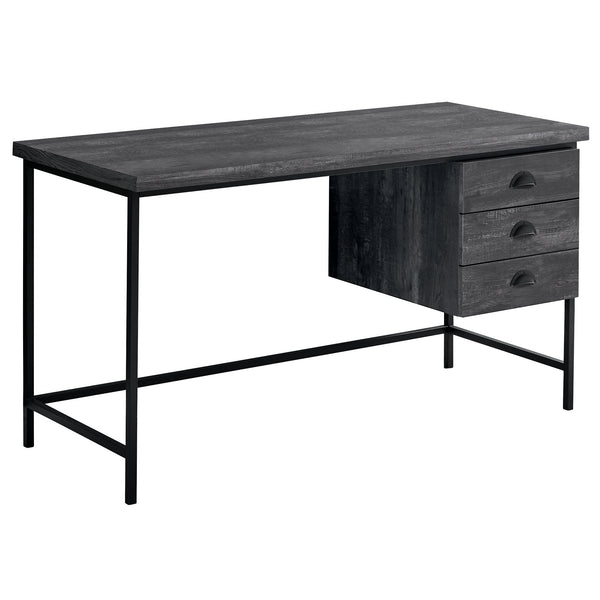 55" Reclaimed Black Wood Desk w/Cabinet by Monarch - OfficeDesk.com