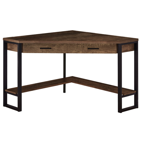 42" Brown Wood & Black Corner Desk by Monarch - OfficeDesk.com