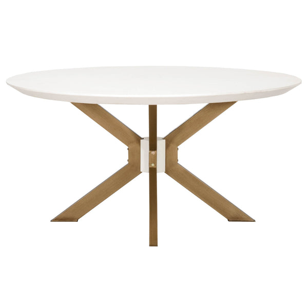 60" Ivory Concrete & Brass Circular Meeting Table - OfficeDesk.com