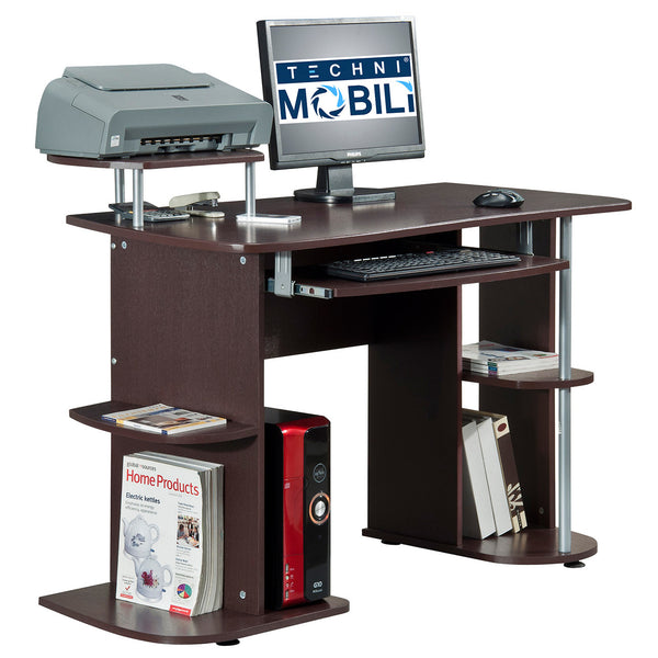 Chocolate Workstation with Integrated Shelving & Storage - OfficeDesk.com