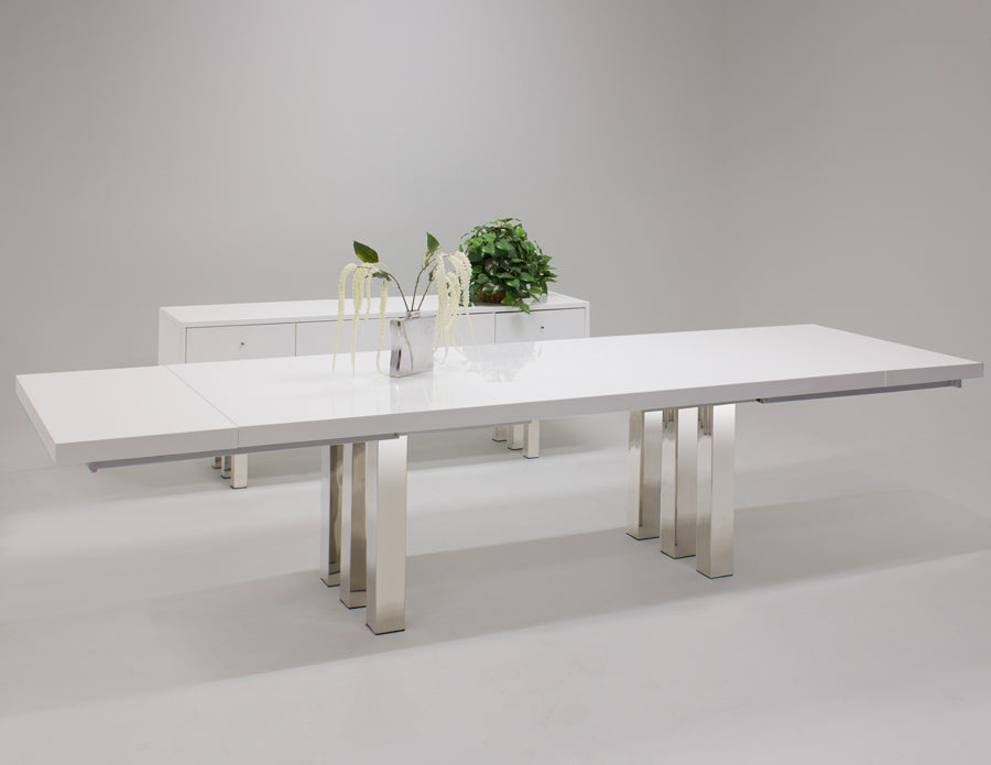 Sharelle White Lacquer Chrome Modern Conference Table 94 134 W