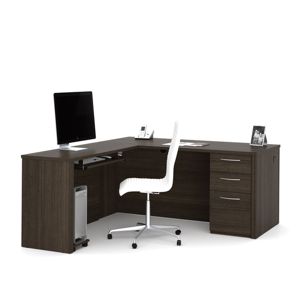 76" x 66" Modern Dark Chocolate L-shaped Desk by Bestar - OfficeDesk.com