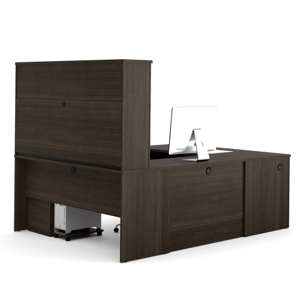 92" x 66" Dark Chocolate U-shaped Desk with Hutch by Bestar ...