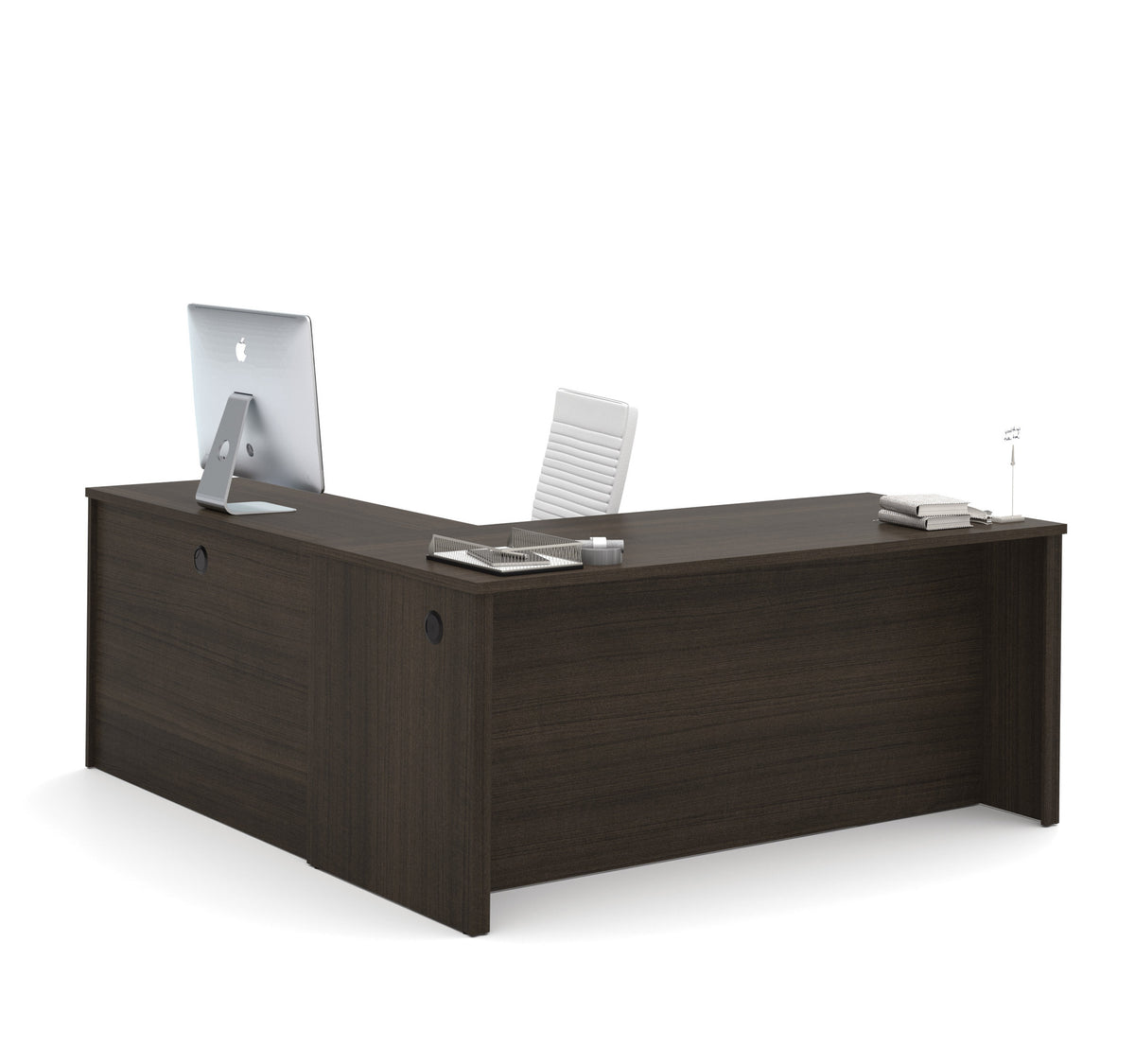 71" x 76" Dark Chocolate L-shaped Office Desk by Bestar - OfficeDesk.com