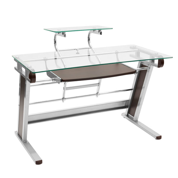 43" Cantilevered Glass-top Desk by Techni Mobili - OfficeDesk.com