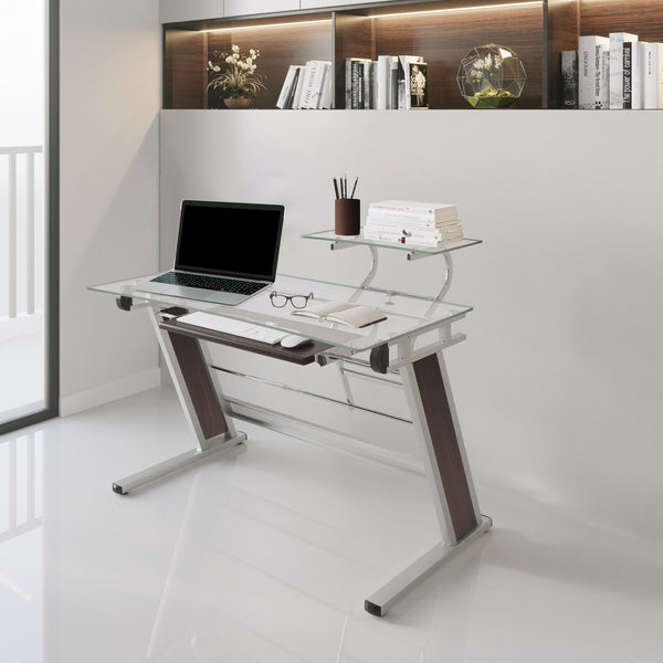 43" Cantilevered Glass-top Desk by Techni Mobili - OfficeDesk.com