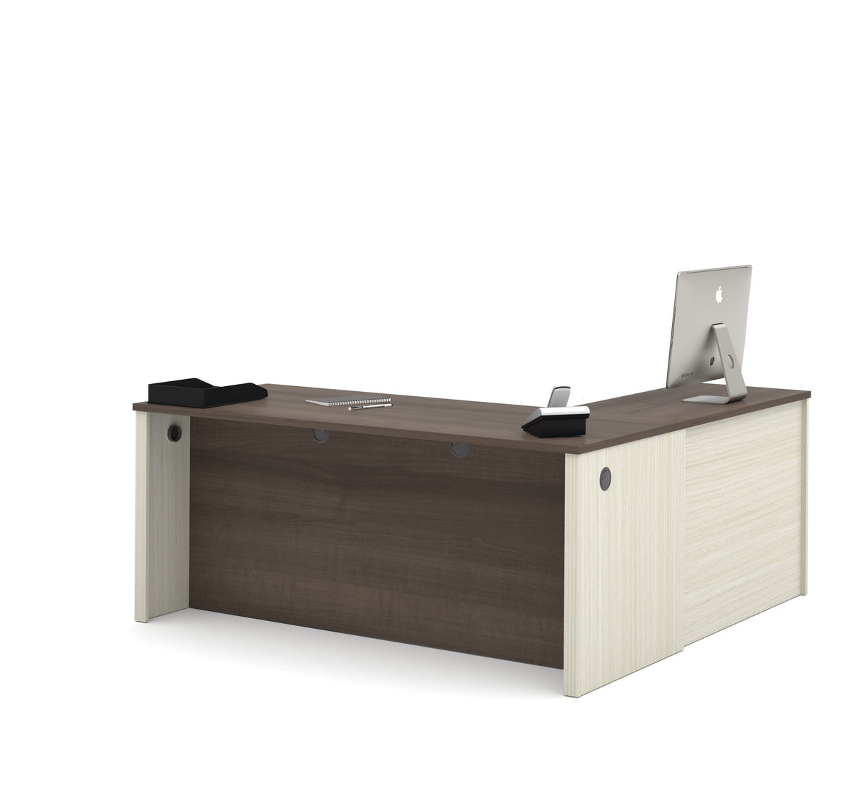71" x 69" White Chocolate & Antigua L-shaped Desk by Bestar ...
