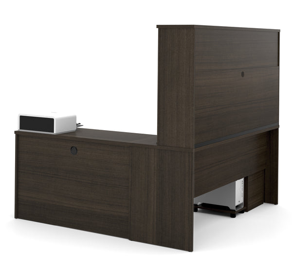 71" x 70" Dark Chocolate L-Shaped Desk with Hutch by Bestar ...